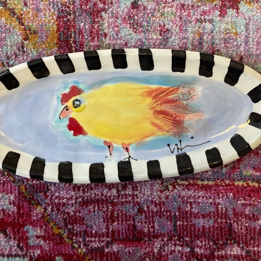victoria heisler | Art | Handmade Ceramic Serving Tray Chicken Design ...